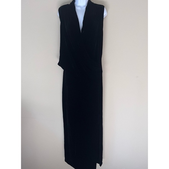 Talbots | Dresses | Talbots Black Velvet Sleeveless Faux Wrap Dress ...